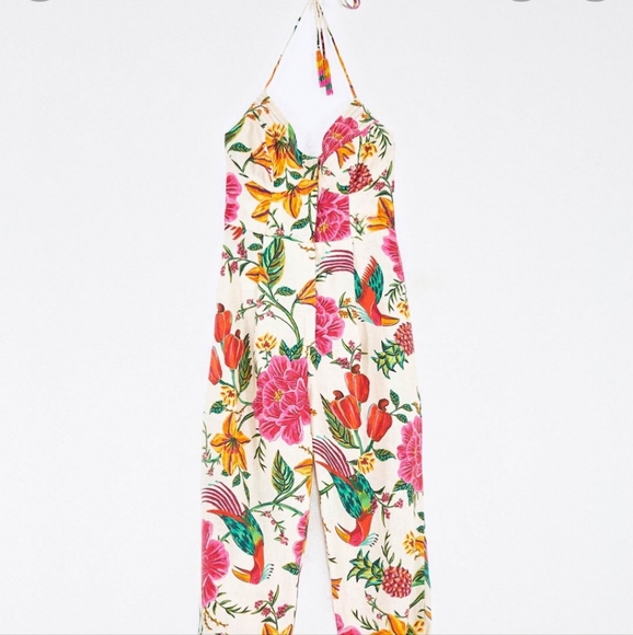 FARM Rio | Pants & Jumpsuits | Farm Rio Garden Halter Neck Jumpsuit Xl ...